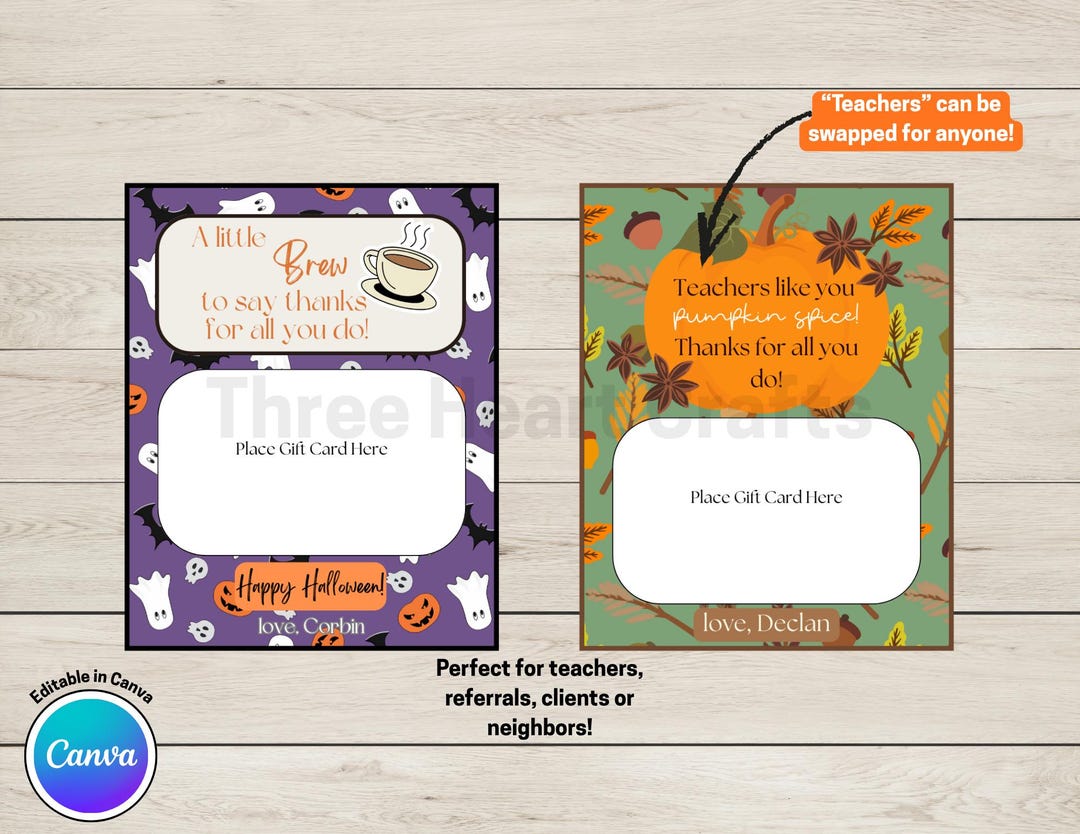 Halloween Coffee Gift Card Holder for Teachers, Clients, Referrals ...