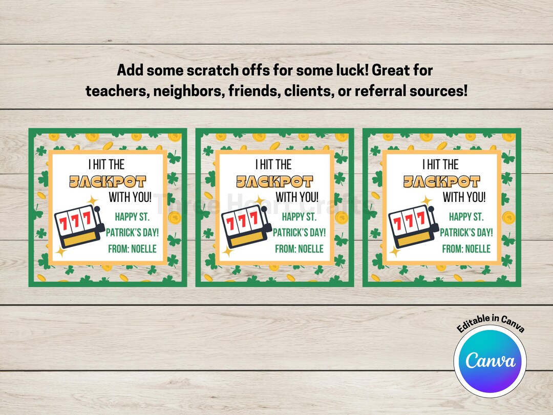St. Patrick's Day Scratch off Tag: Editable Lottery Ticket Favor ...