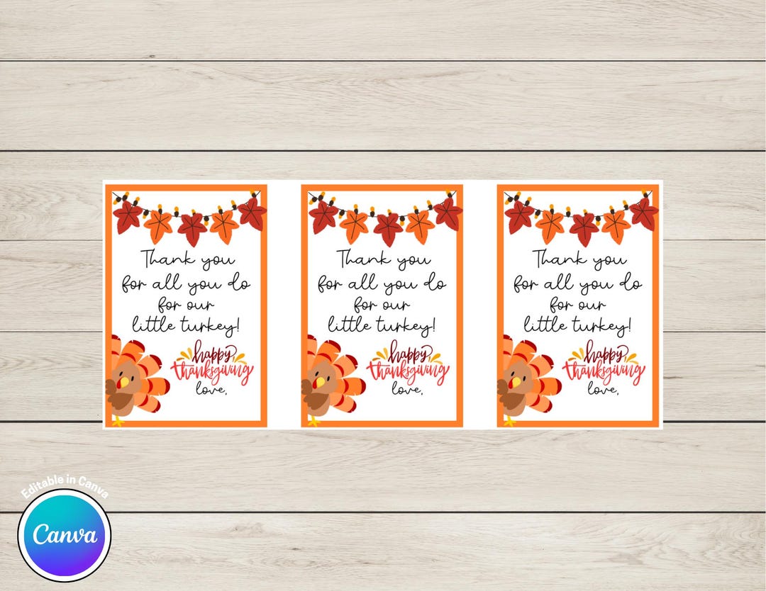 Thanksgiving Teacher Gift Tag: Little Turkey Treat (digital Download ...