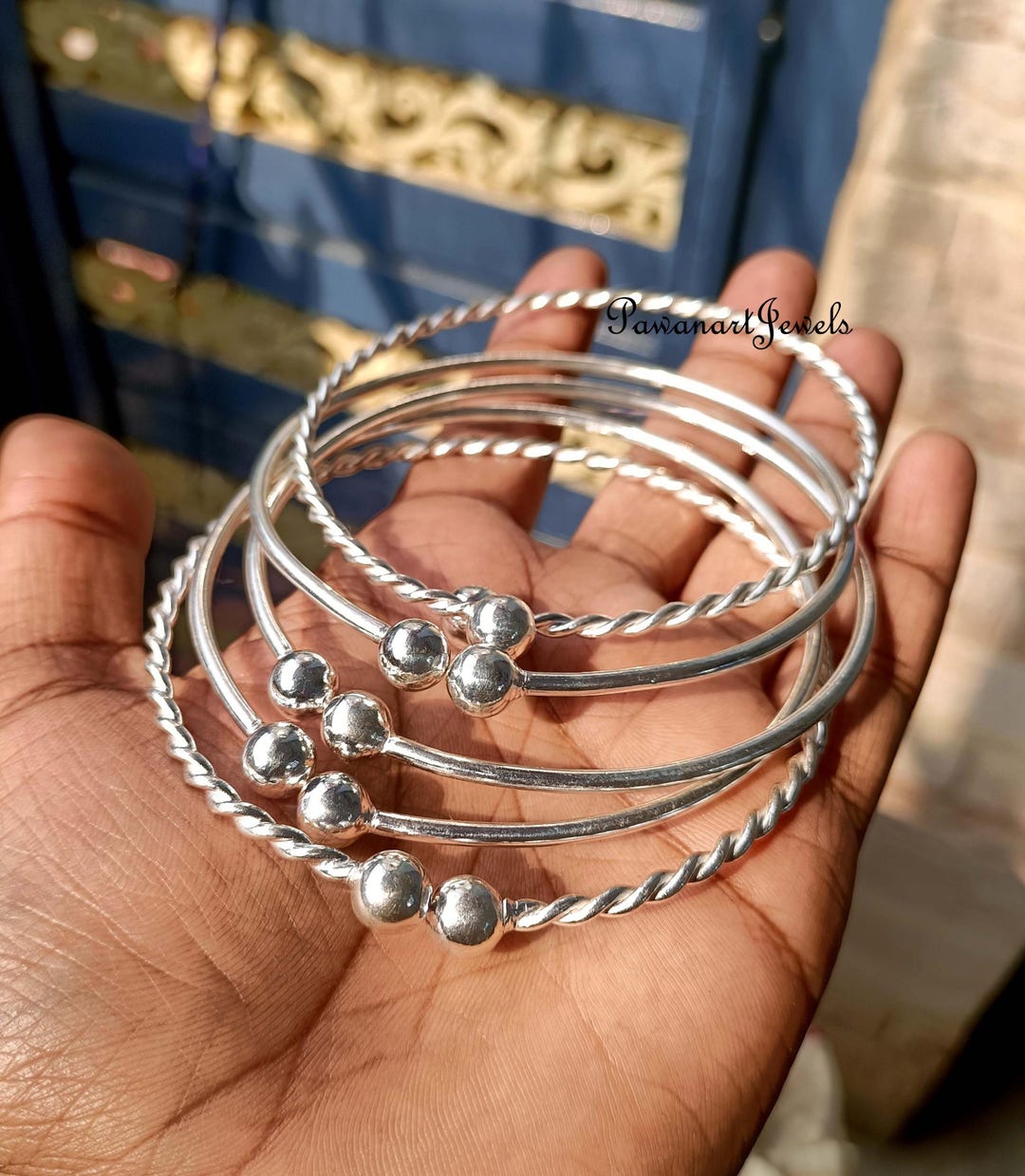 Thick West Indian Bangles, Set of 5 Bangles, Handmade Bangles, Solid Sterling Silver Bangle ...