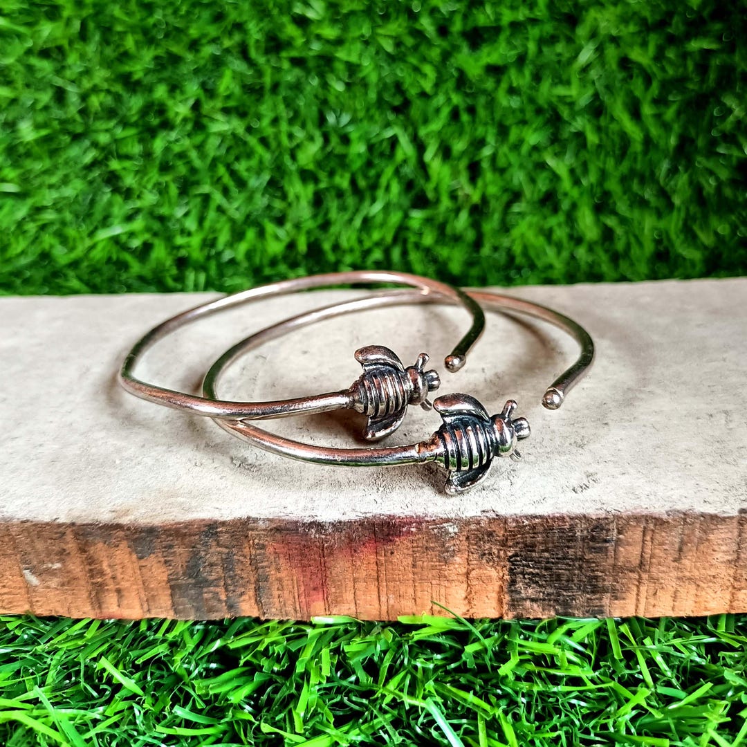Honey Bee Bangle, Handmade Bangle, Bangle for Women, Solid Sterling Silver Bangle, Dainty Bangle ...