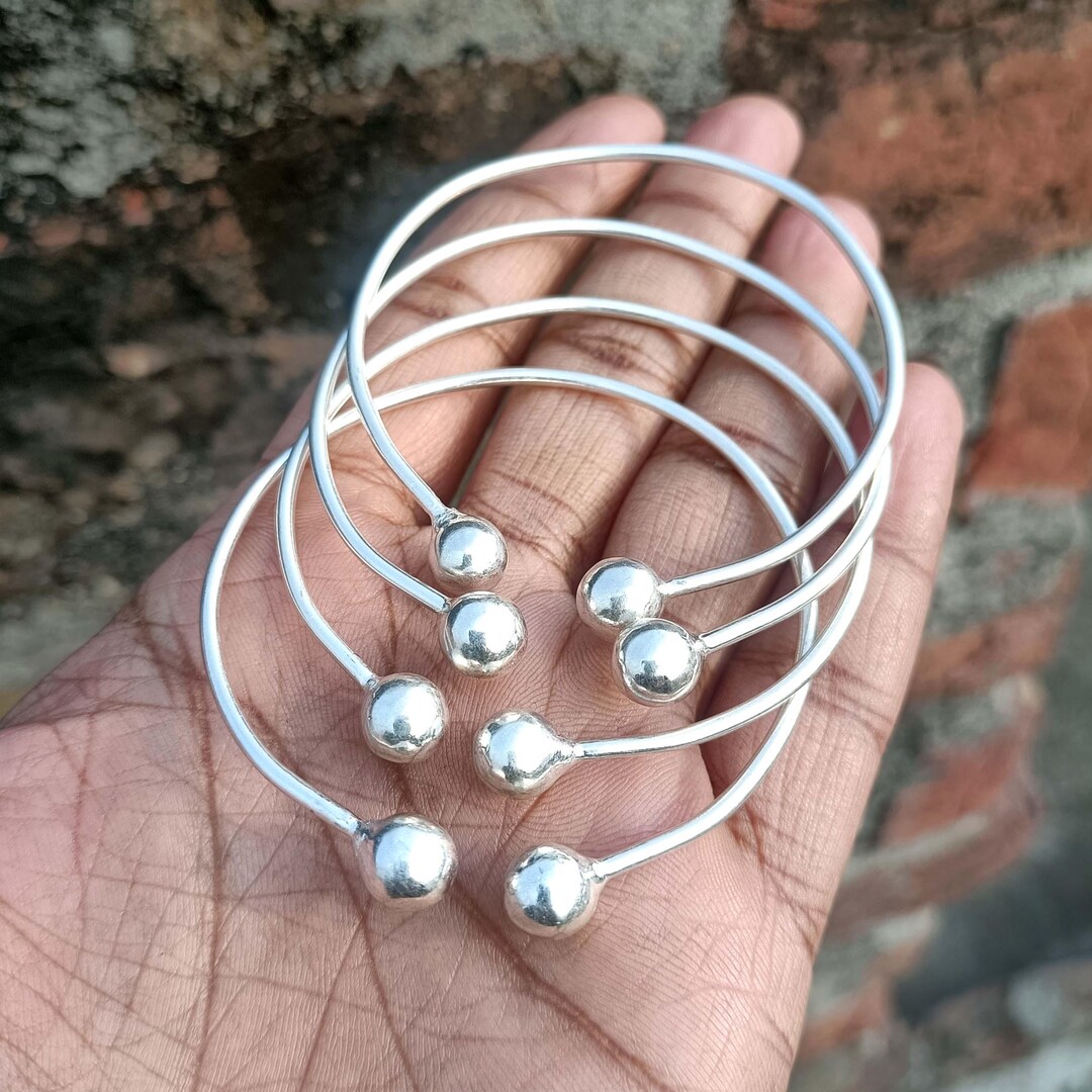 4 Set Bangle, Handmade Bangle, Solid Sterling Silver Bangle, Balls ...
