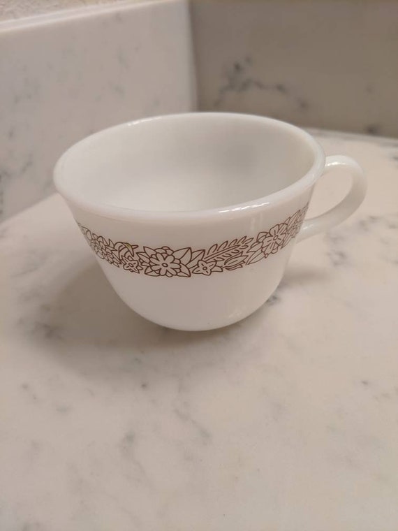 Pyrex Woodland Pattern Milk Glass Coffee Cup | Etsy