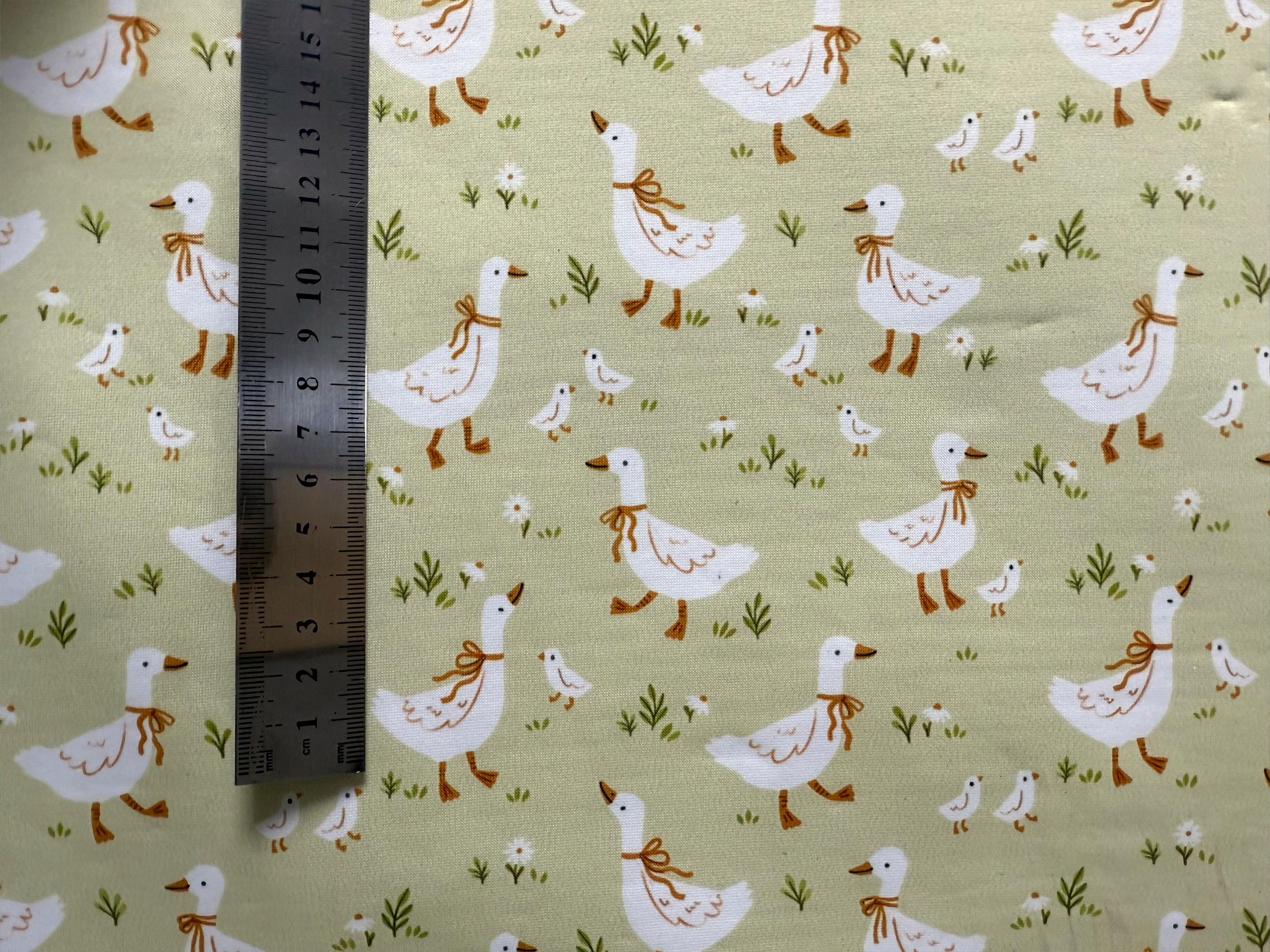 Green Floral Duck Print Fabric: Custom Sewing Fabric, Various Materials ...