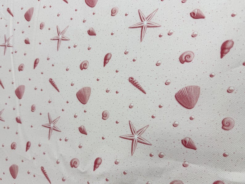 Pink Seashell Starfish Pattern Fabric: Custom Print Options - Etsy