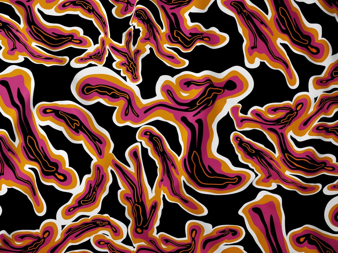 Abstract Human Figure Pattern Fabric – Custom Printed on Muslin, Poplin ...