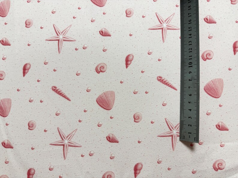 Pink Seashell Starfish Pattern Fabric: Custom Print Options - Etsy