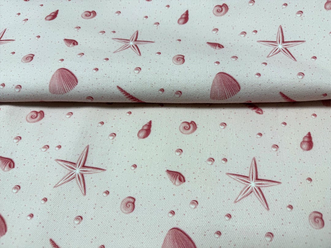 Pink Seashell Starfish Pattern Fabric: Custom Print Options - Etsy
