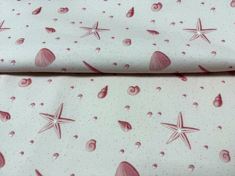 Pink Seashell Starfish Pattern Fabric: Custom Print Options - Etsy
