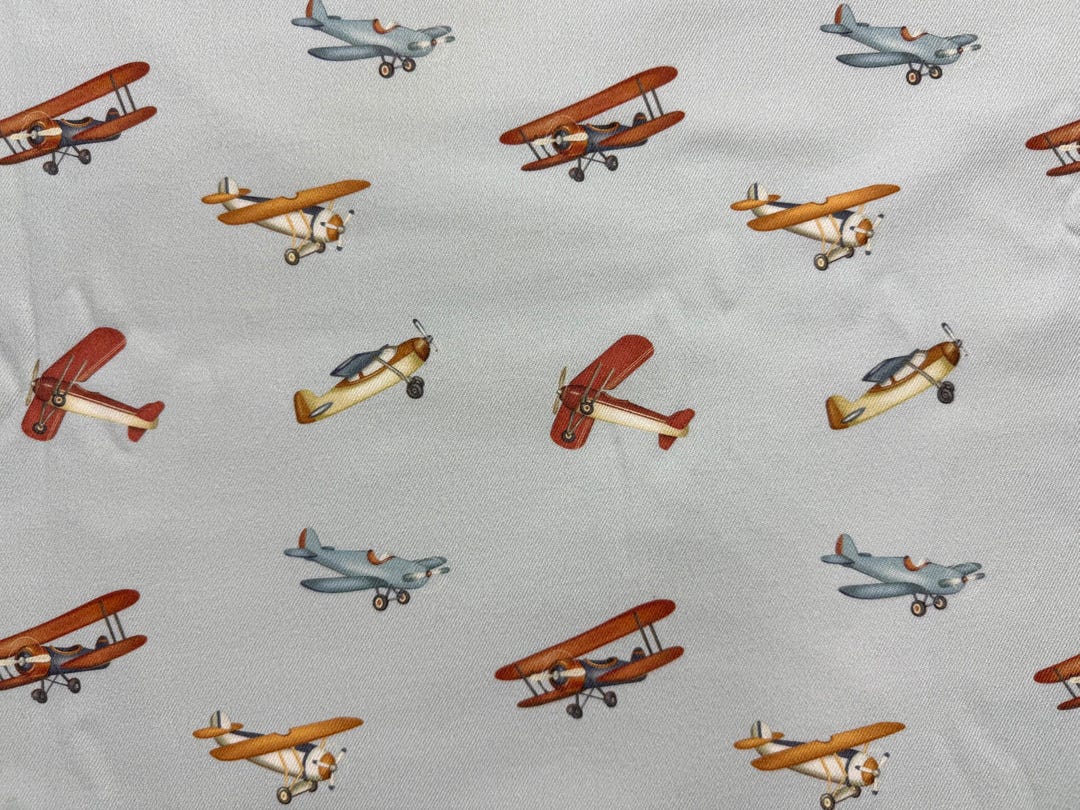 Aircraft Pattern Fabric: Airplane Print on Muslin, Linen, Poplin and ...