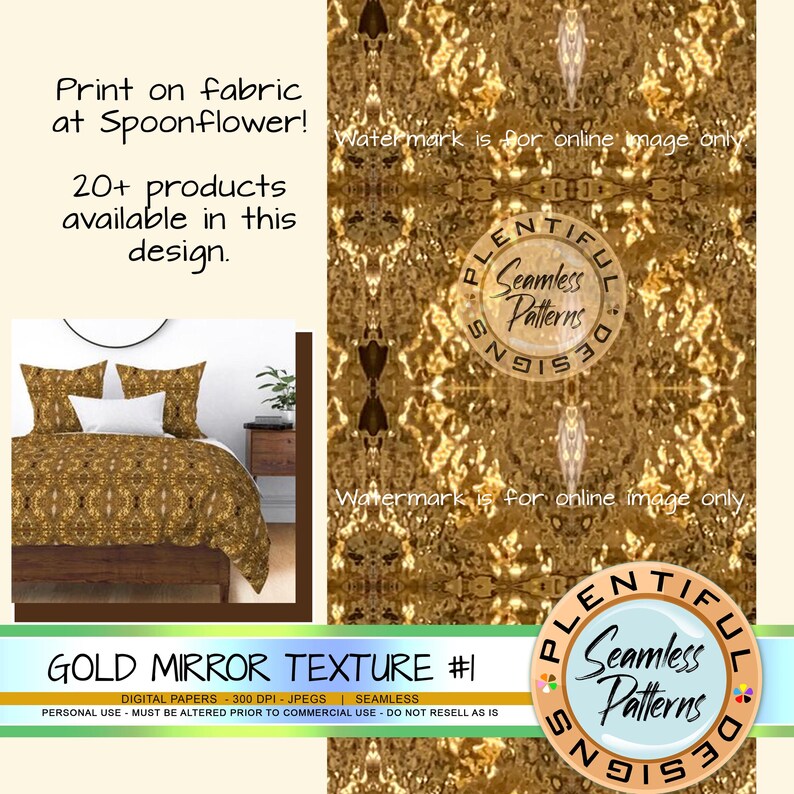 Gold Mirror Texture 1 Seamless Patterns - Etsy