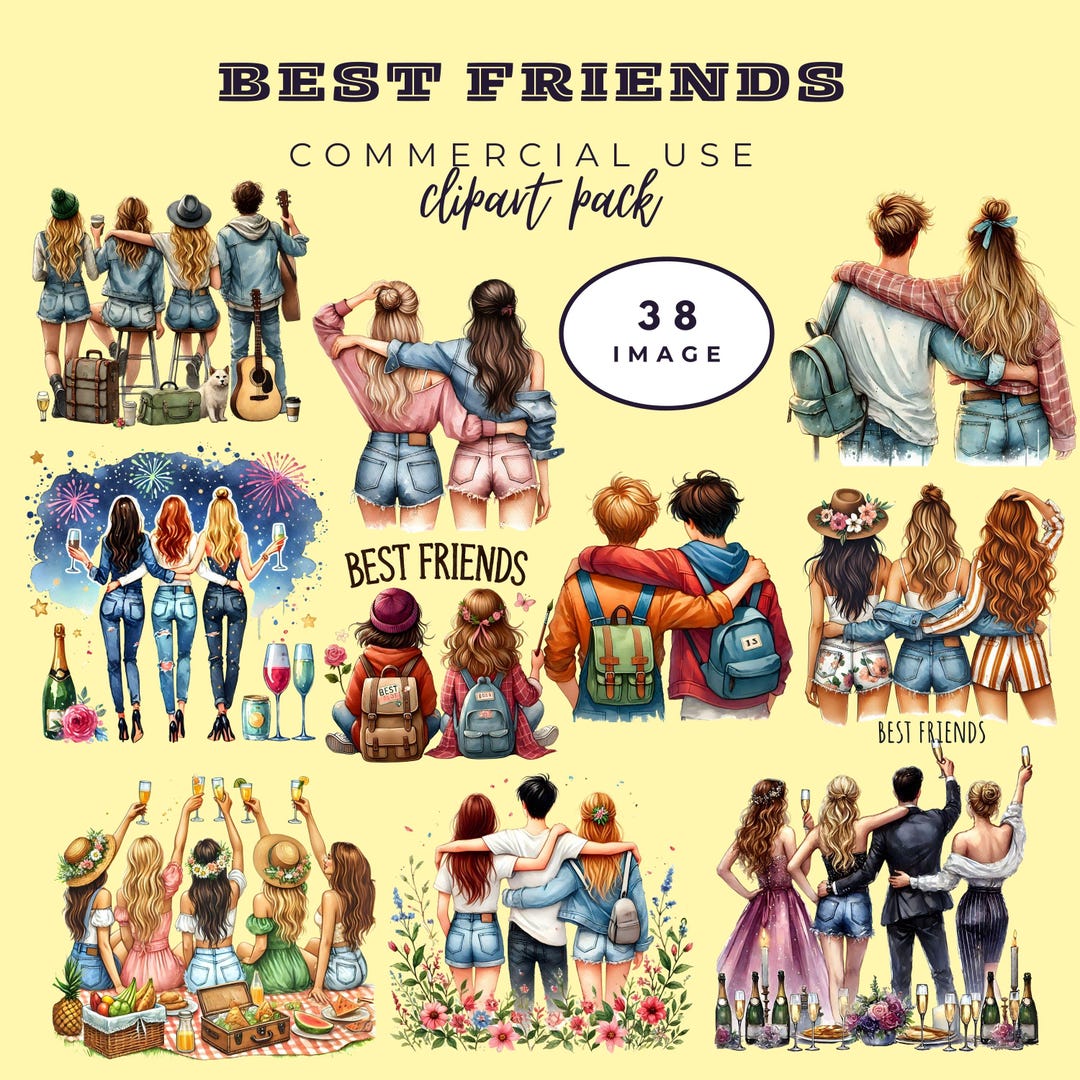 Best Friends Clipart, Friendship Graphics Commercial Use, Social Media ...