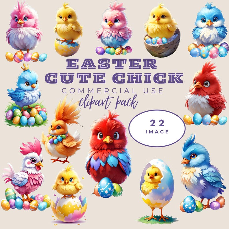 22png,cute Easter Chick Clipart, Spring Hatchling Illustrations, Fluffy ...