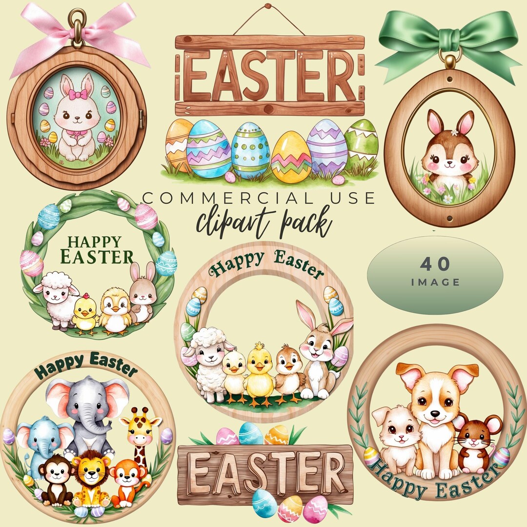Easter Clipart Wooden Decor, Spring Timber Text Sign, Celebration Gift ...
