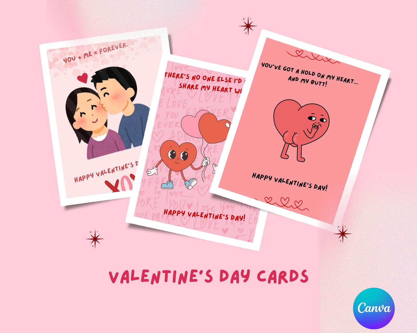 10 Valentines Day Editable, Printable Cards, Gift Idea, Canva Digital ...