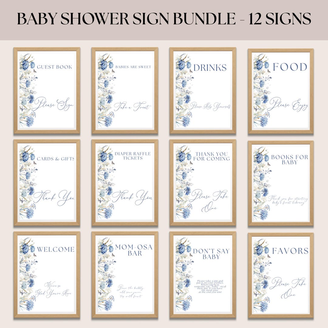 Baby in Bloom Baby Shower Table Signs, Spring Floral Table Signs ...
