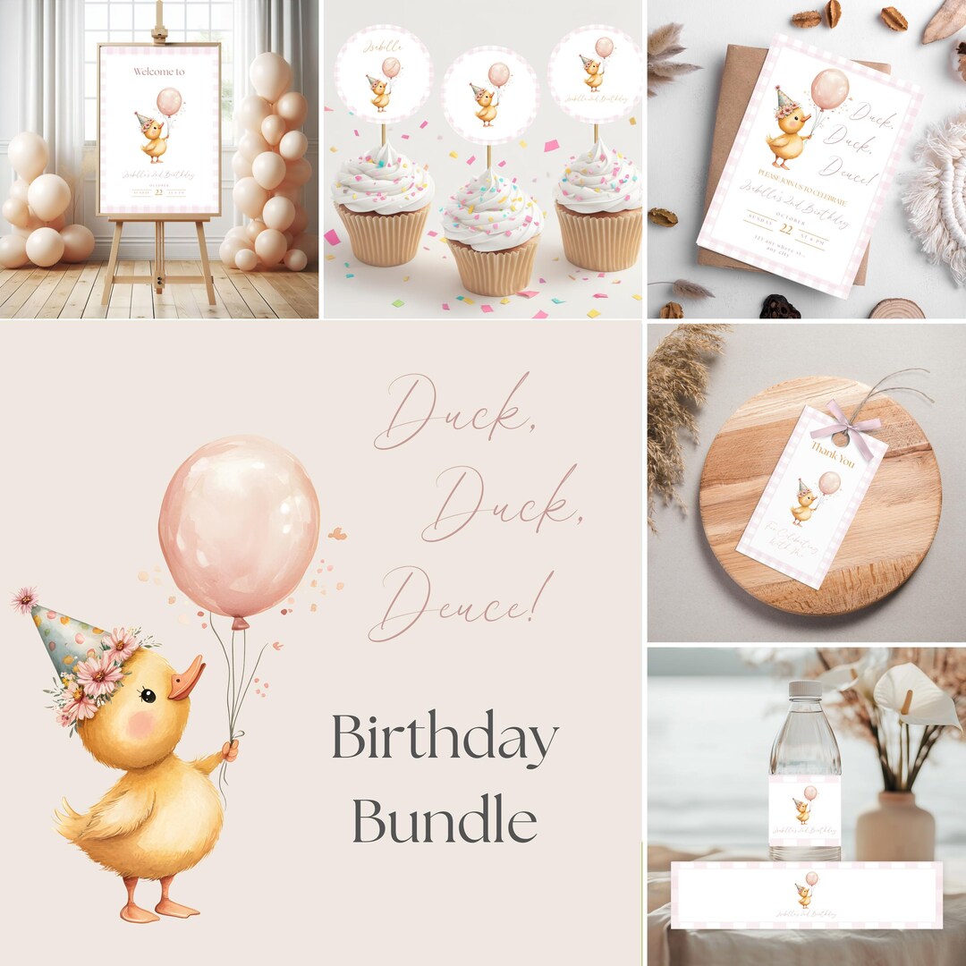Little Duck Birthday Invite Bundle, Duck Duck Deuce 2nd Birthday ...