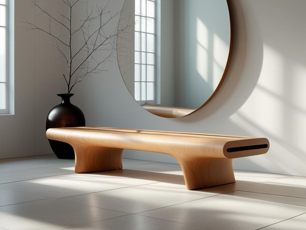 Futuristic Bench - Exclusive Bench, Artistic Wooden Bench, Entryway ...
