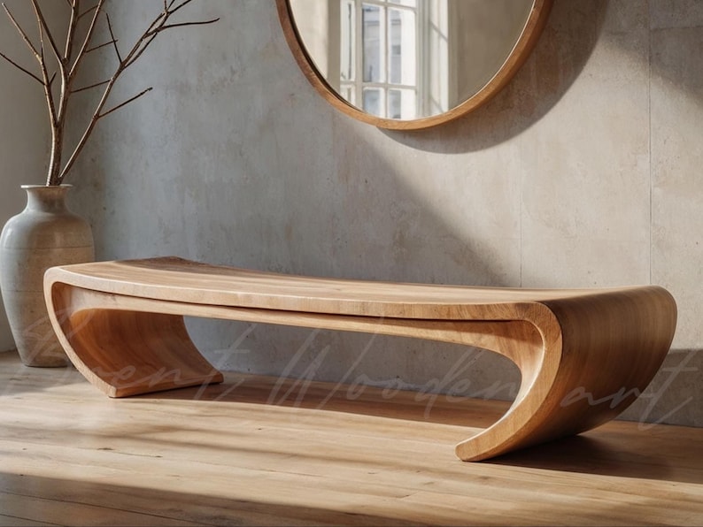 Handmade Walnut Wood Bench: Mid-century Modern Entryway Decor - Etsy