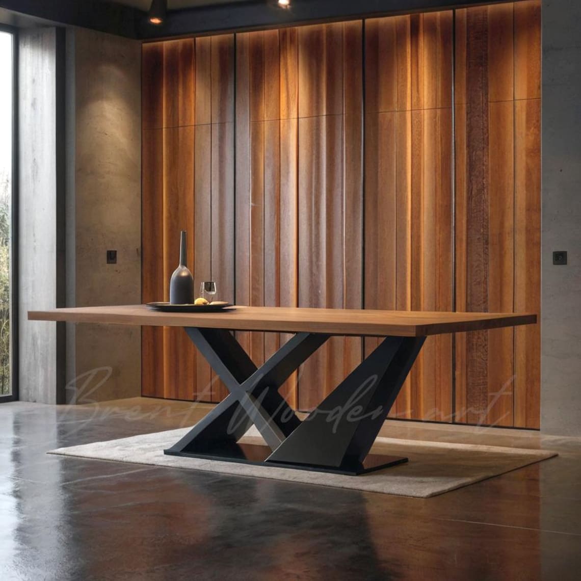 X-base Modern Dining Table With Wood Top and Metal Legs - Contemporary ...