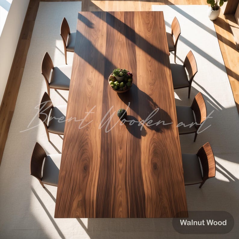 Handcrafted Beech Wood Dining Table: X-base Metal Legs, Modern ...
