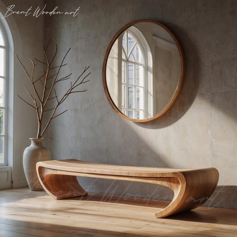 Handmade Walnut Wood Bench: Mid-century Modern Entryway Decor - Etsy