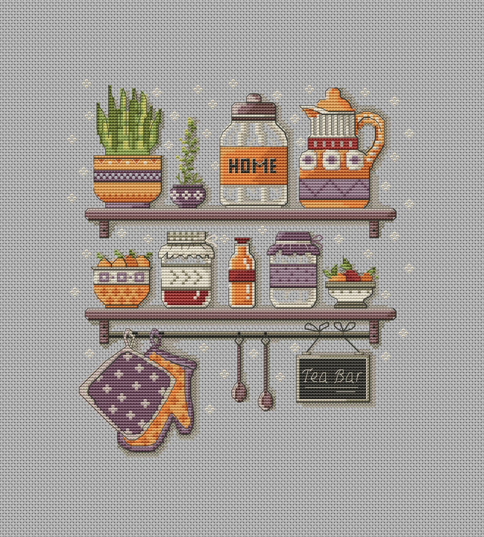 Cozy Kitchen Shelves Cross Stitch Pattern PDF Download - Etsy