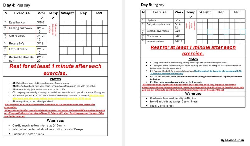 4 Week Hypertrophy Program [upper,lower,push,pull,legs](advanced) - Etsy