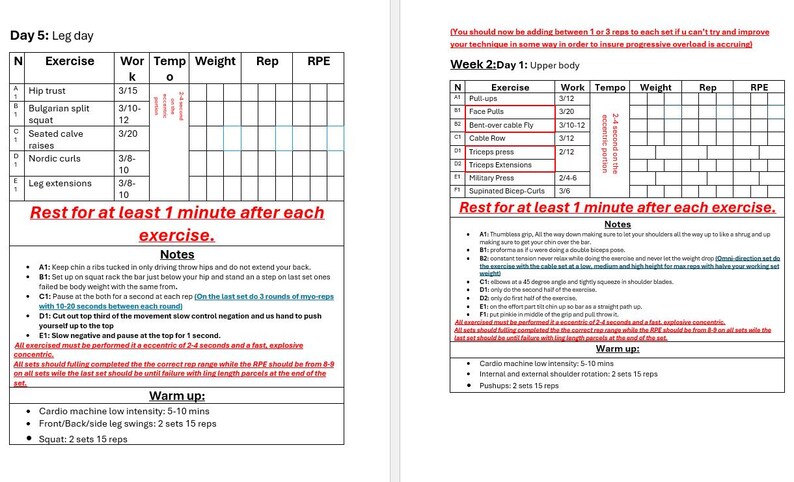 4 Week Hypertrophy Program [upper,lower,push,pull,legs](advanced) - Etsy