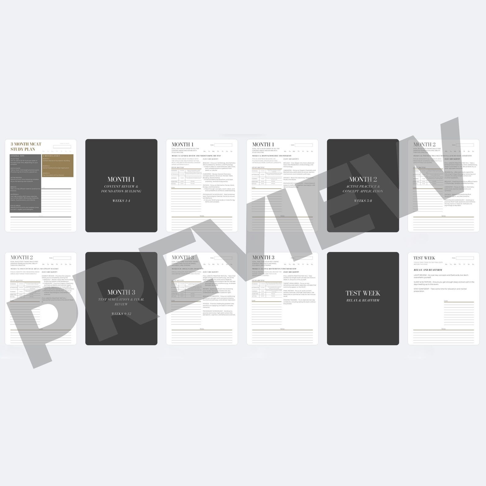 3-month MCAT Study Plan Printable: Comprehensive Prep Guide - Etsy