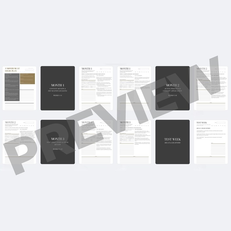 3-month MCAT Study Plan Printable: Comprehensive Prep Guide - Etsy