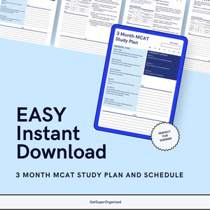 3-month MCAT Study Schedule - Comprehensive Printable Plan - Etsy