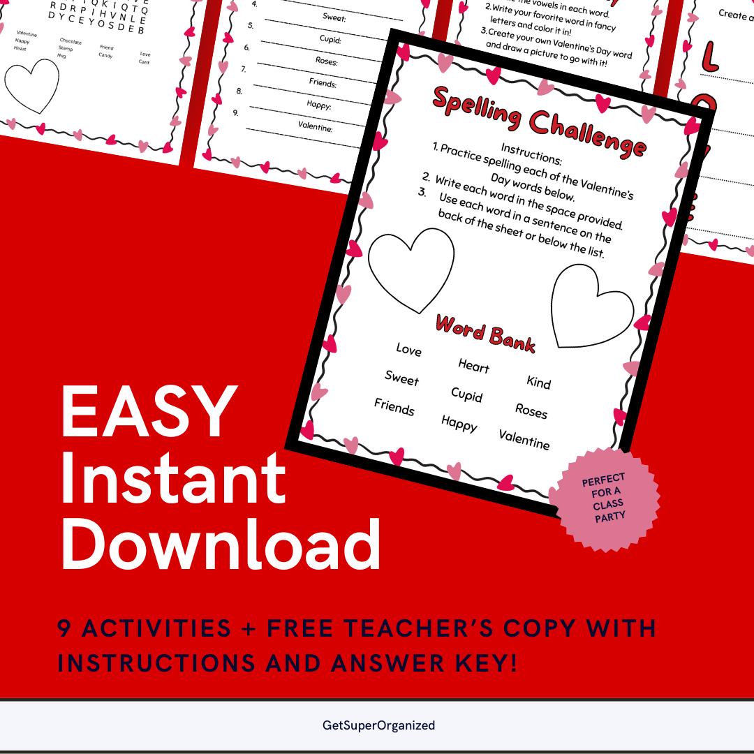 Valentine's Day Activity Book Kindergarten - 2nd Grade With FREE ...