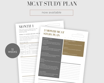 3-month MCAT Study Schedule - Comprehensive Printable Plan - Etsy