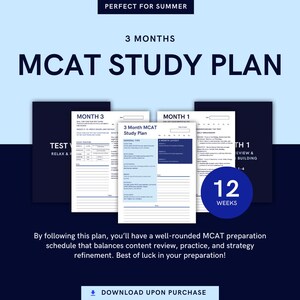 3-month MCAT Study Schedule - Comprehensive Printable Plan - Etsy