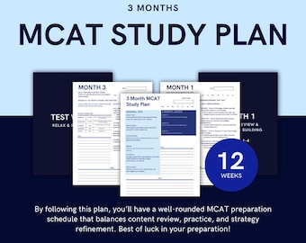 3-month MCAT Study Plan Printable: Comprehensive Prep Guide - Etsy