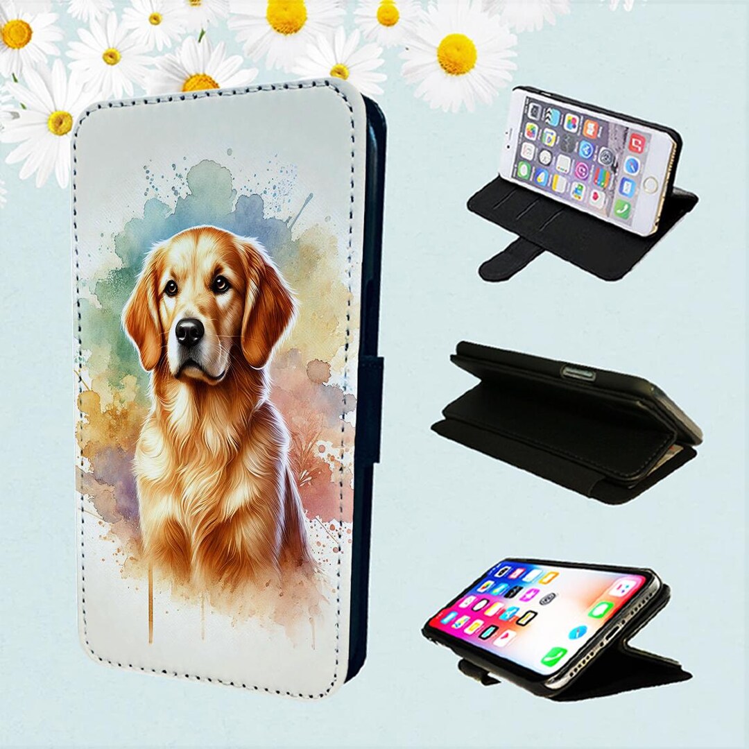Golden Retriever Dog Art - Wallet Phone Case for iPhone Models Folio ...