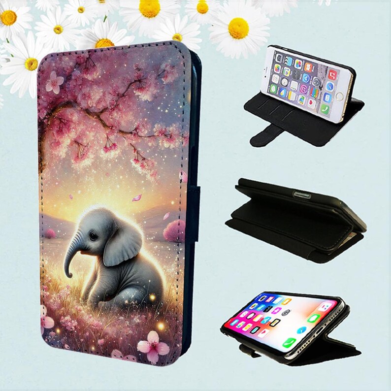 Cute Baby Elephant Blossom Tree - Wallet Phone Case for iPhone Models ...