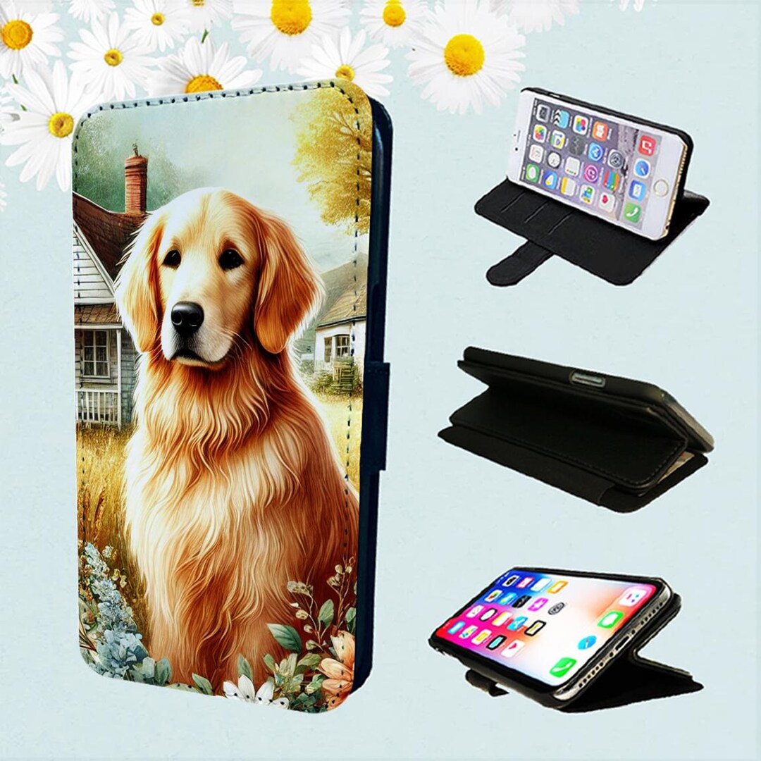 Golden Retriever Dog - Wallet Phone Case for iPhone Models Folio Cover ...