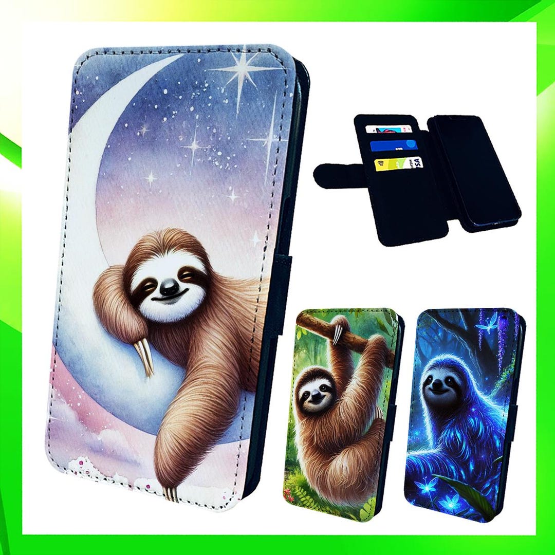 Cute Sloth Animals - Wallet Phone Case for iPhone Models Folio Cover - Etsy