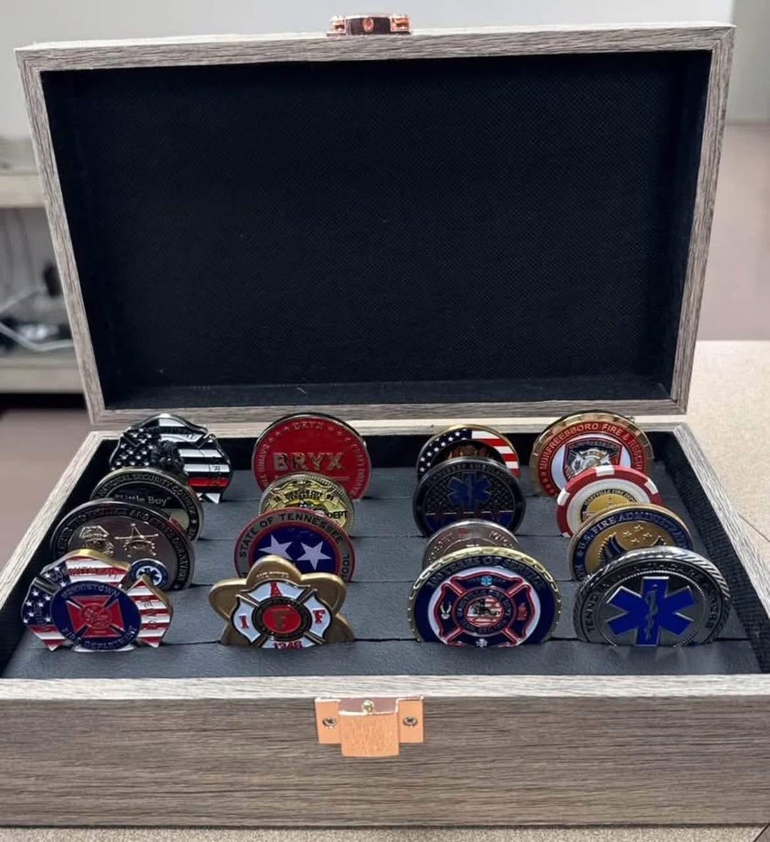 Challenge Coin Box-thin Blue Line Logo - Etsy