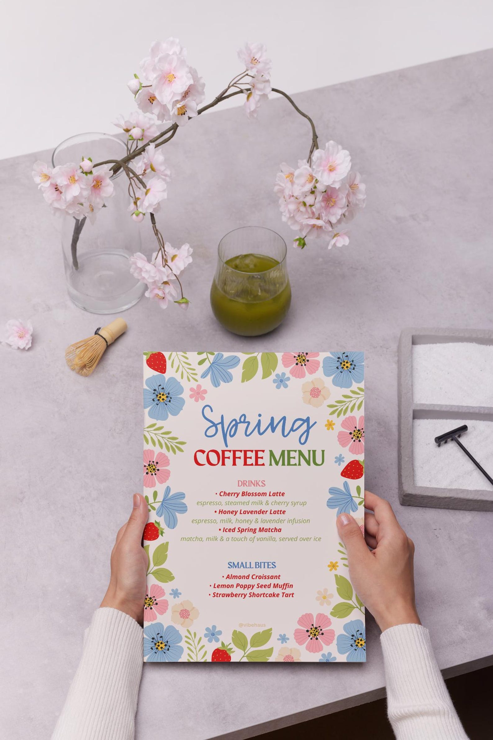 Spring Coffee Menu Template – Floral Café Drink Menu – Editable Canva ...