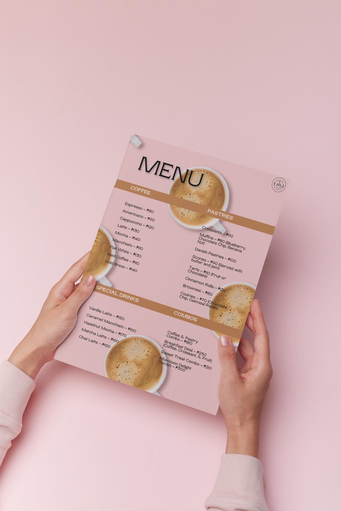 Pink Coffee Shop Menu Template: Editable Canva Design (instant Download ...