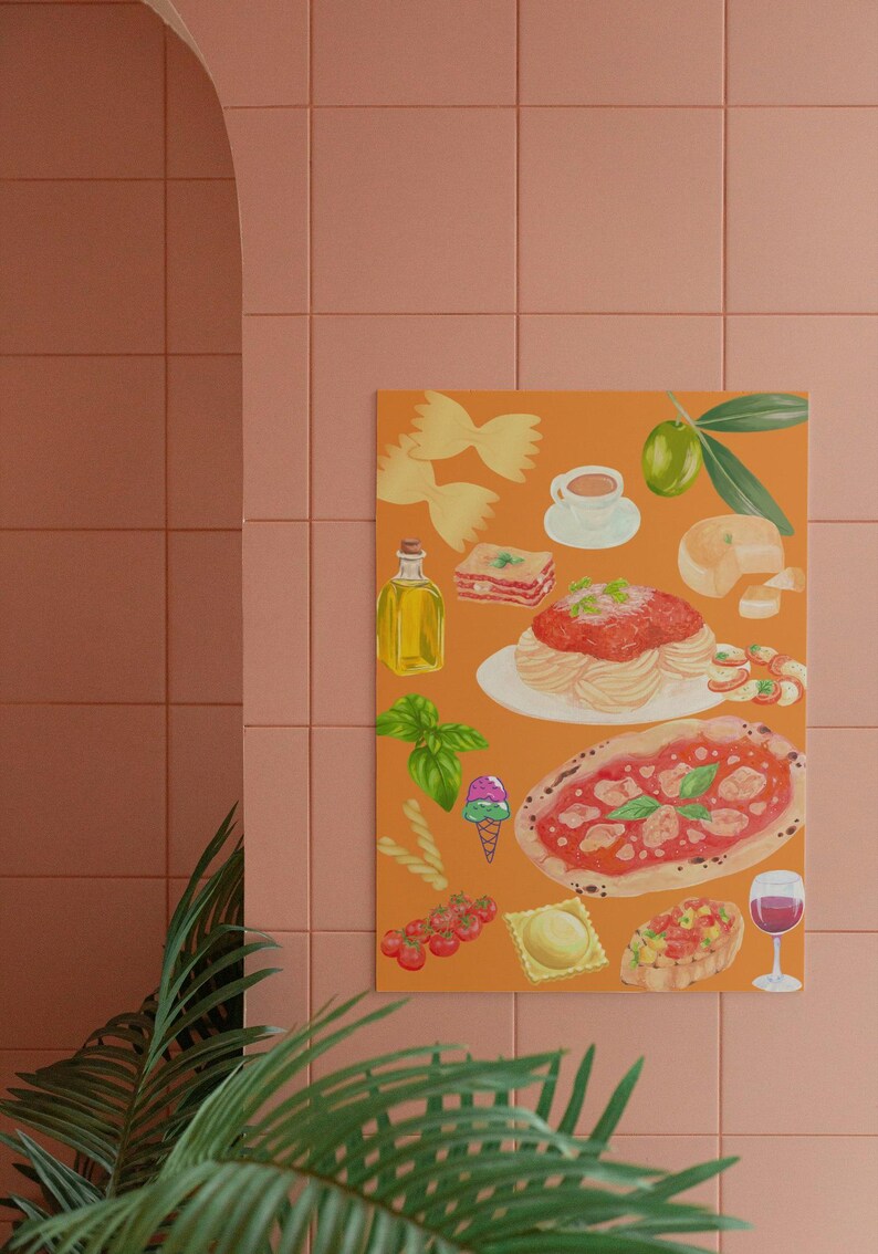 Italian Food Wall Decor – Printable Poster of Pizza, Pasta, Gelato ...
