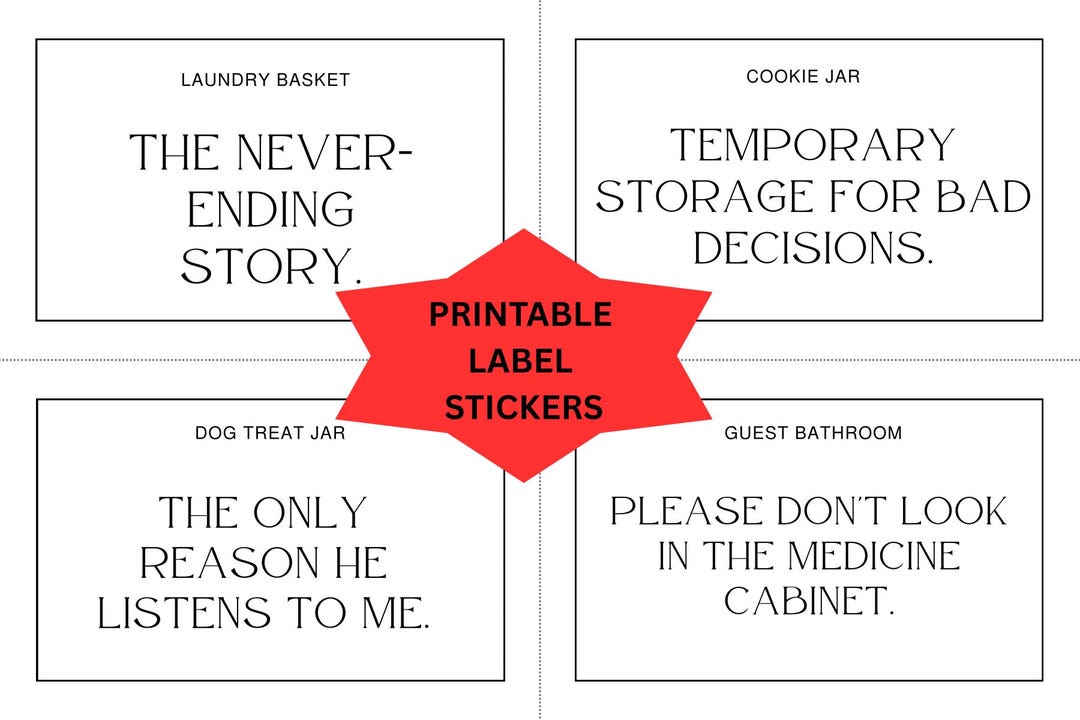 Funny Printable Label Stickers | Humorous Home Labels | Laundry Basket ...