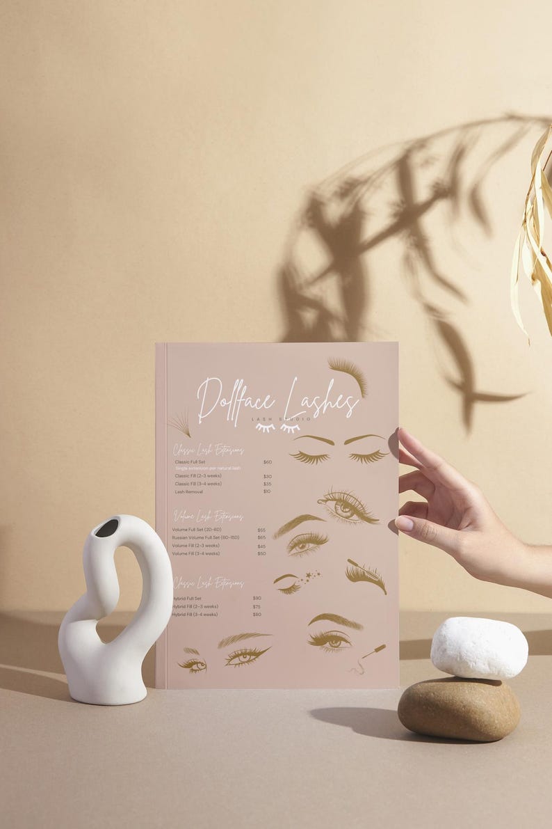 Lash Price List Template Canva, Editable Eyelash Extension Service Menu ...