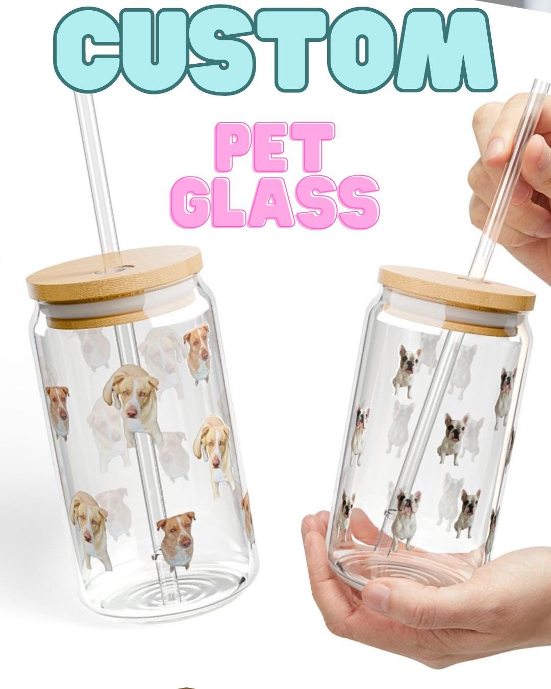 Custom Pet Portrait Sipper Glass - Personalized Pet Photo Gift - Etsy