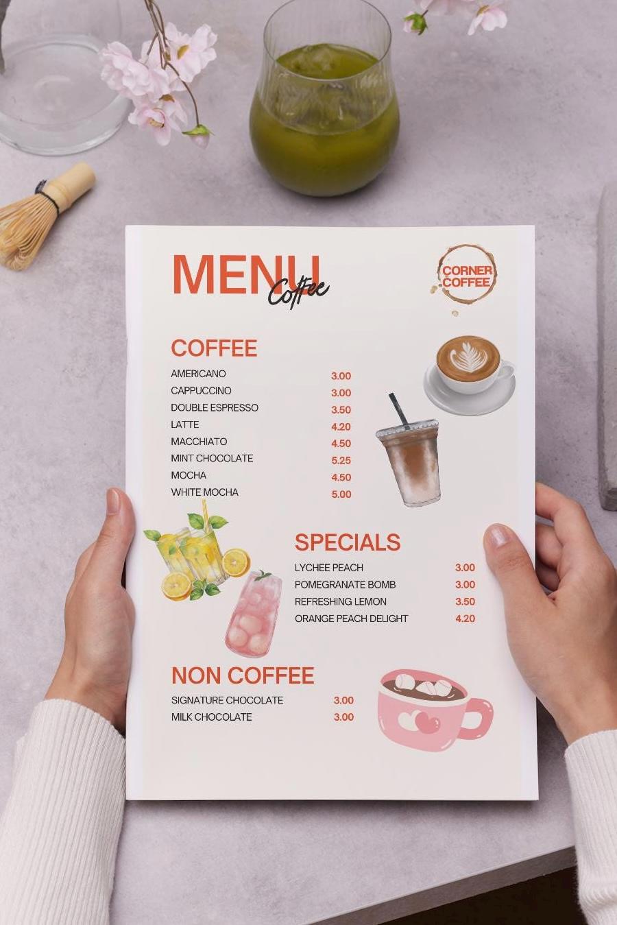 Editable Coffee Shop Menu Template – Printable Café Menu Canva – Modern ...