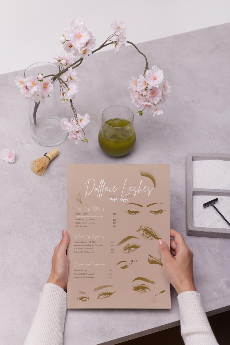 Lash Price List Template Canva, Editable Eyelash Extension Service Menu ...