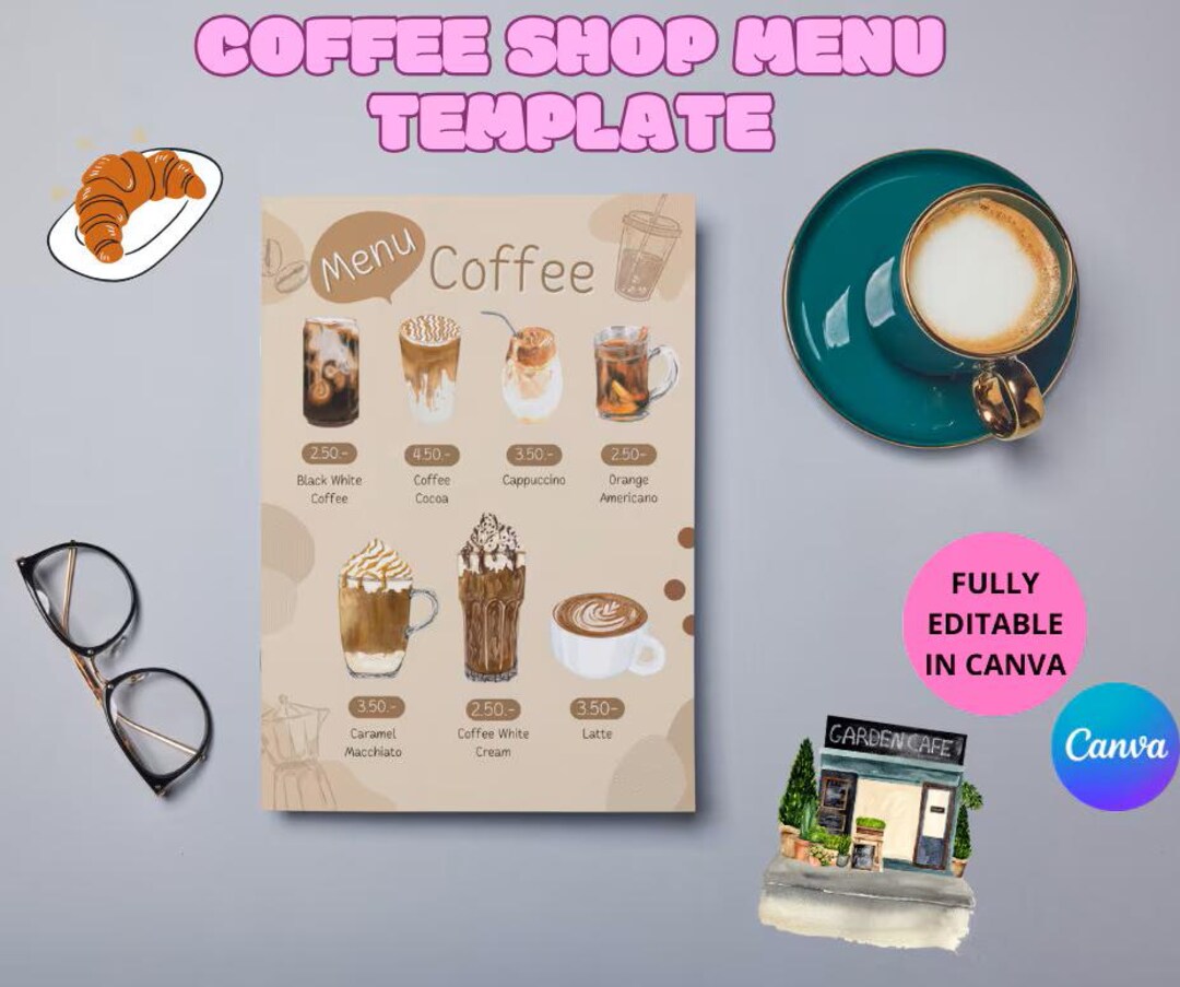 Rustic Coffee Shop Menu – Editable Canva Template – Brown Cafe Price ...